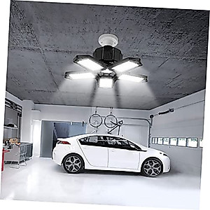 IWOWHERO Five Leaves Garage Light Deformable LED Garage Overhead LED Shop Ceiling Light Flush Mount Ceiling Light LED Flood Light Motion Light Bulbs Plastic Black