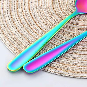 12 Pieces Demitasse Espresso Spoons, Baikai Mini Coffee Spoon,18/10 Stainless Steel Teaspoons Set of 12, 5.5 Inch (Rainbow)