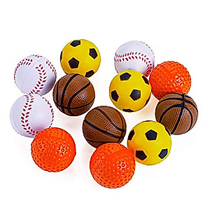 CHIWAVA 12 Pack 1.6 Inch Soft Rubber Foam Cat Toy Ball Sponge Sport Balls Kitten Interactive Toy Assorted Color