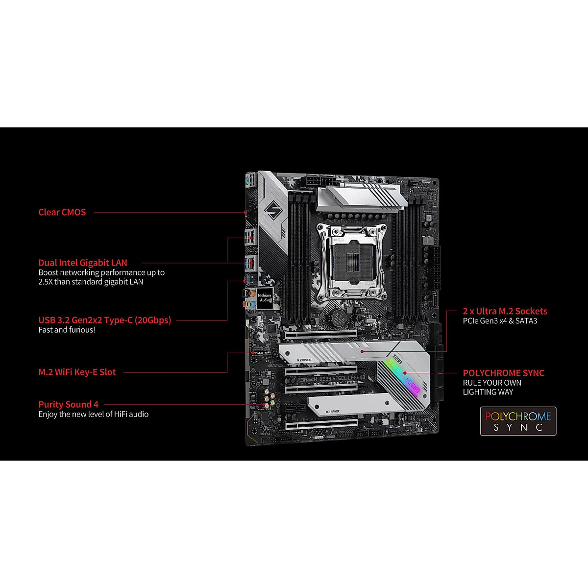 ASRock Intel X299 Chipset ATX Motherboard X299 Steel Legend