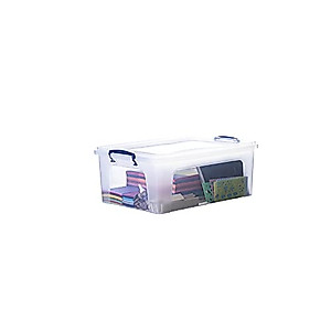 Superio 22 Qt Clear Plastic Storage Bins with Lids and Latches, Organizing Containers, Stackable Plastic Tote for Household, Garage, School, and Office, 2 Pack