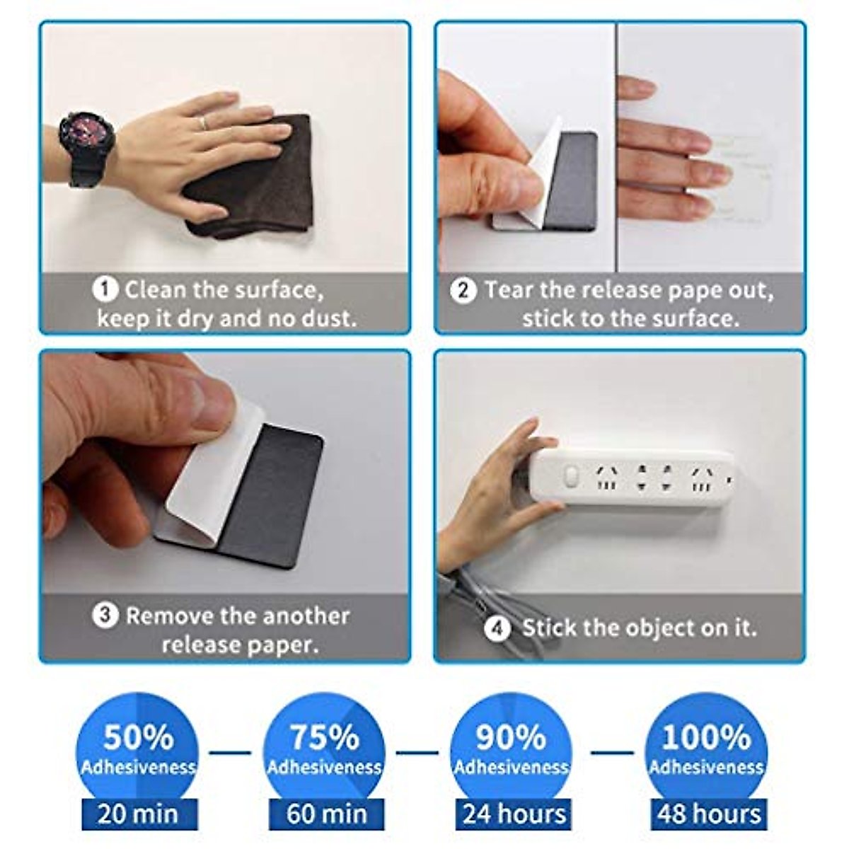 Avando Double Sided Foam Tape Strong Pad Mounting,Black Self-Adhesive Tape Include Square Round and Rectangular（60Pcs）