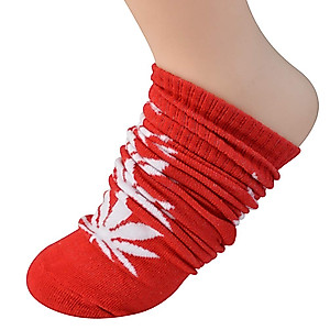 Lystaii 5 Pairs Weed Leaf Printed Cotton Socks Unisex Maple Leaf Printed Socks (Multicolor, Large)