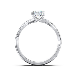 Solid Gold Moissanite Engagement Ring for Women 10K/14K/18K Gold Twisted Wedding Band, 1.45cttw-2.45cttw Moissanite Eternity Rings, Size 5-12 (Round-Cut, 18K Solid Gold)