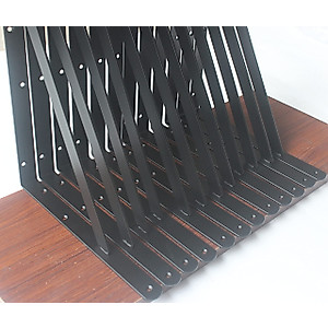 20 Pack L22" x H 12" Black Heavy Duty Shelf Brackets with Screws Metal Shelf Brackets Shelf Support Angle Brackets for Shelves L Brackets Heavy Duty Floating Shelf Brackets