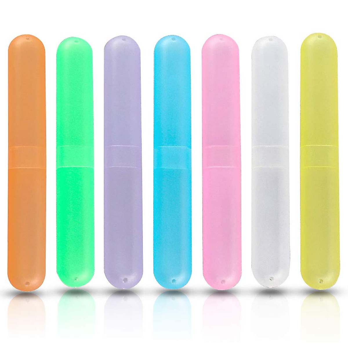 Travel Toothbrush Case,Portable Plastic Toothbrush Box Mixed Color Toothbrush Travel Holder Case Storage Cover(7 Pack)