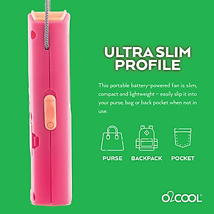 O2COOL Misting Necklace Fan - Portable, Battery Operated with Powerful Vertical Air Flow for Quiet Hands Free Cooling and Personal Travel (Raspberry)