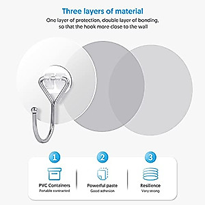 Large Adhesive Hooks Wall Hooks 12Pack Rustproof and Waterproof for Heavy Duty Hanging, Reusable Utility Hooks 22Ib(Max) for Kitchen, Bathroom, Home, Office and Ceiling