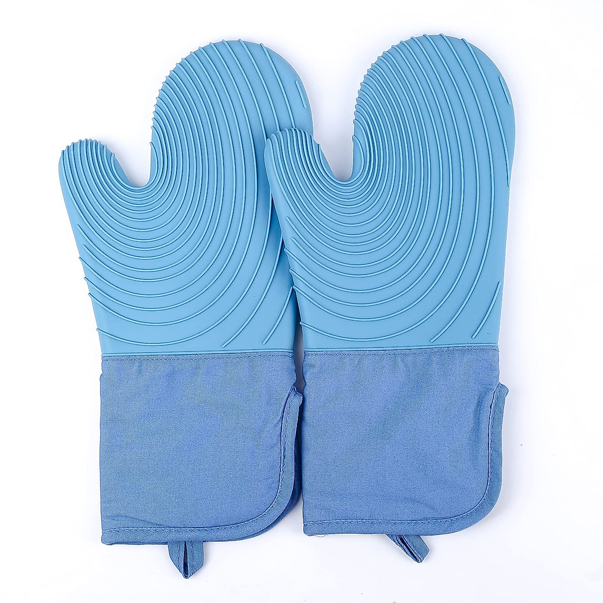 Oven Mitts with Extra Long Cuff and Comfort Lining，Oven Mitts with Quilted Liner， Heat Resistant Flexible Oven Mitt for Kitchen Baking Cooking，Machine Washable，1 Pair，13.5 Inch,Blue.