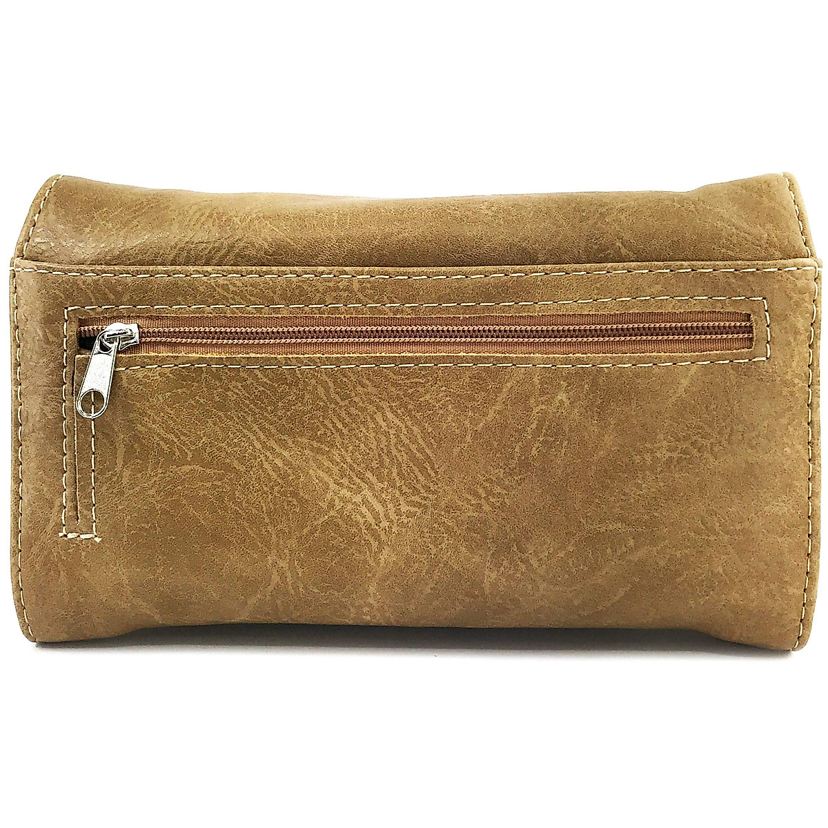 Zelris Autumn West Fringe Concho Women Crossbody Wrist Trifold Wallet (Tan)