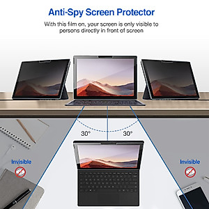 ProCase Privacy Screen Protector for Surface Pro 7 Plus, Pro 7, Pro 6, Pro 5, Pro 4, Tempered Glass Dark Anti-Spy Screen Film Guard for 12.3 Inch Surface Pro 7+/7/6/5/4
