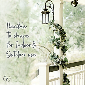 WildIvory Eucalyptus Garland - Lush, Natural Looking Artificial Faux Greenery Garland Vine for Wedding Decor, Table Runner, Mantle. Abundant Textured Boxwood, Silver Dollar Eucalyptus Leaves