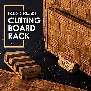 Extra Large Bamboo Cutting Boards, (Set of 3) Chopping Boards with Juice Groove Bamboo Wood Cutting Board Set Butcher Block for Kitchen, End Grain Serving Tray by Kikcoin