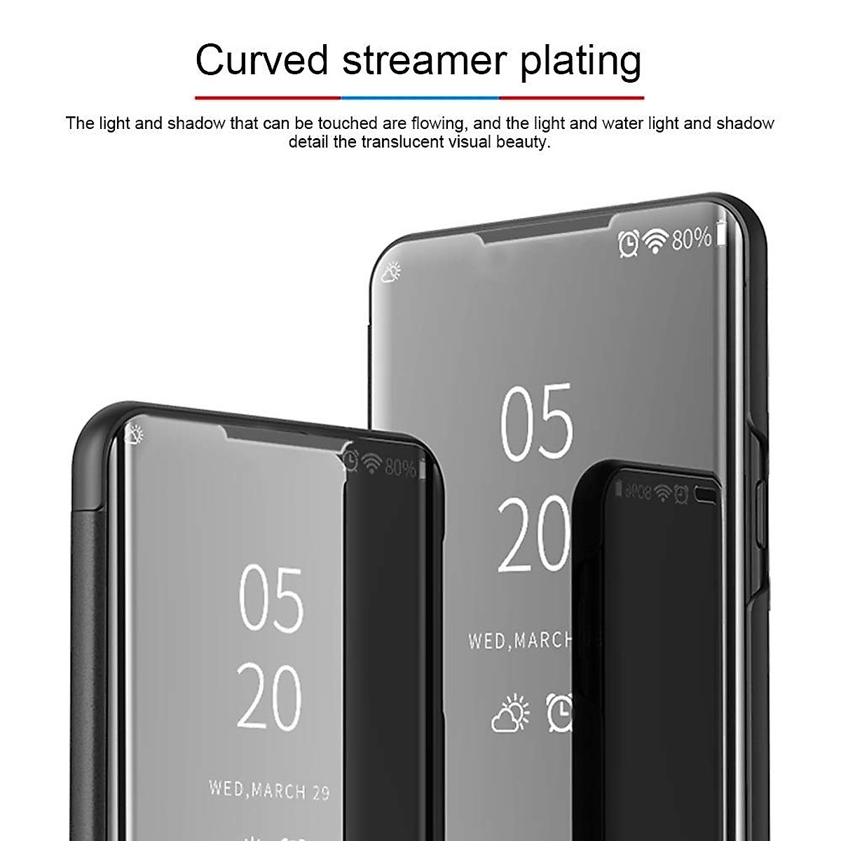 Tangyongjiao Mobile Phone case,Cell Phone Cover case for Oppo Reno2 Z / Reno2 F Plated Mirror Horizontal Flip Leather Case with Holder (Color : Black)
