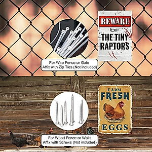 Metal Signs Funny Chicken Coop Decor, Farm Sign for Home Kitchen Outdoor Plaque Gifts for Chicken Fan Lovers 6 Pces 8×12 Inch