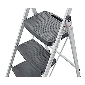 Rubbermaid 3-Step Steel Ladder, Folding Step Stool with Hand Grip and Non-Slip Feet, White, Tested to ANSI US Safety Standards, No Assembly Required (Amazon Exclusive)
