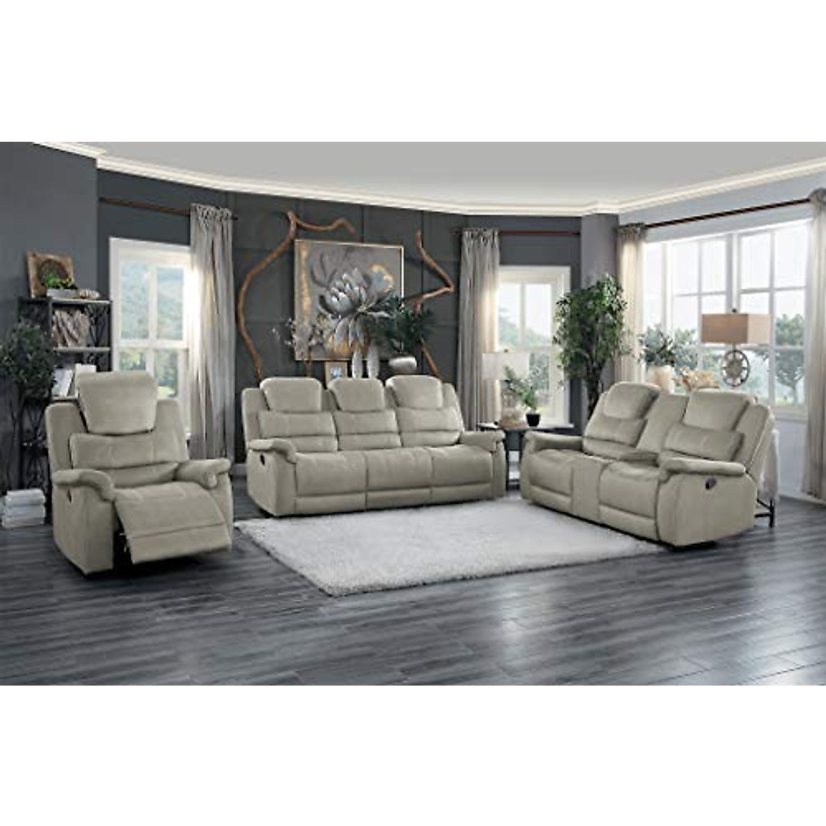 Homelegance 84" Double Reclining Sofa (Manual), Gray