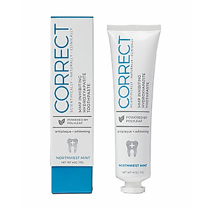 Correct MMP Inhibiting Hydroxyapatite Toothpaste, Created by Doctors + Dentists for Gum Health, Remineralizing Enamel, Whitening, Sensitive Teeth, Antiplaque, Fluoride Free, SLS Free, 4oz, Made in USA