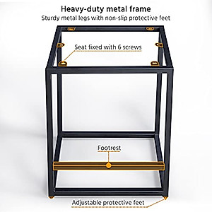 Yaheetech 24" Metal Barstools Set of 4 Counter Height Bar Stools Backless Industrial Stool Modern Upholstered Leather Stools Dining Cafe Chair Brown