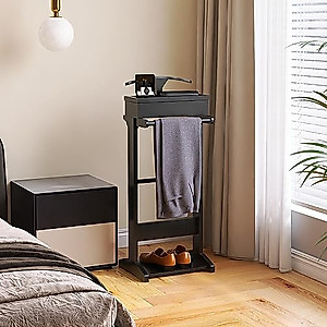 GLSCASA Valet Stand Clothes Hat Rack Storage Organizer Display Free Standing,Wardrobe Valet For Men Black