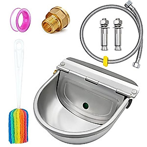 Automatic Livestock Waterer Dog Water Bowl Dispenser Stainless Steel Auto Outdoor Dog Water Bowl Self Filling for Cattle Cow Dog Horse Donkey Chicken Pets Goat