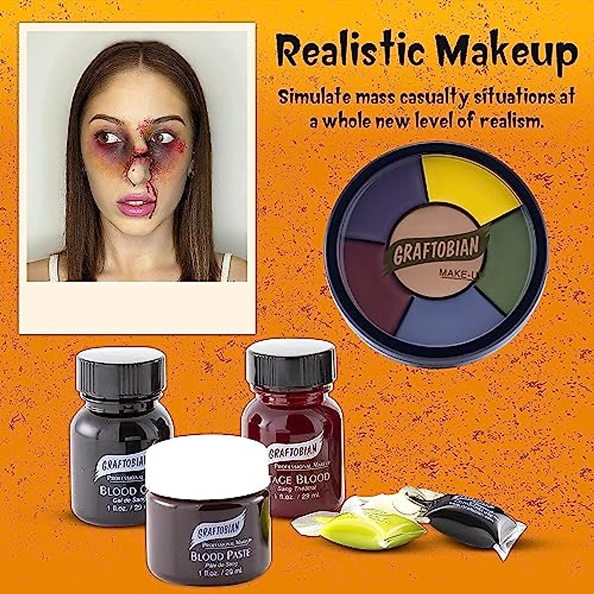 Graftobian Special FX Trauma Pro SFX Makeup Kit - Professional Makeup Kit for Halloween, Cosplay, and Movie, Easy-to-use Cosmetics Collection Set for Beginners, Complete Special Effects Makeup Kit