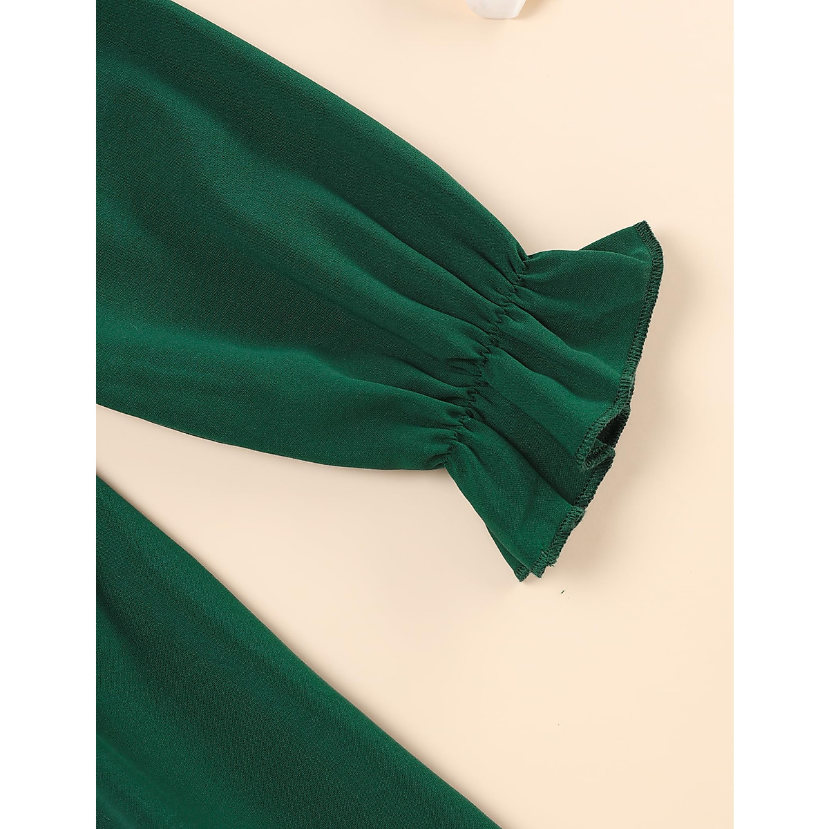 Glaoly Girls Dress Green Ruffle Collar Button-Down Long Sleeve Swing Girls Dresses Size 7-8