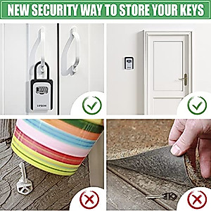 Key Lock Box, UPXON Large Capacity Key Safe Lock Box with Resettable Code, Portable Combination Lockbox for House Keys, Waterproof Wall Mounted Key Box for Home, Hotels, Office, Realtor Grey 1 Pack