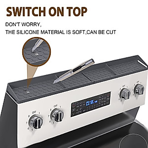 KILOW Dreacompy Kitchen Stove Top Shelf, Magnetic Installation Stovetop Oven Organization Shelf, 30 Inch Silicone Material, Easy to Clean, Spice Storage Organizer (Grey)