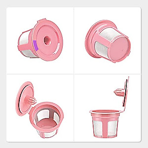 i Cafilas Week Reusable Cup Accessories for Keurig Filter K mini Plus,K-Cafe,K-cafe K83,K-Latte,K45 Elite,K-Classic,K-Compact,Reusable K Pods 2.0 and 1.0 Brewer (6 pcs in Pink)