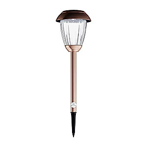 Pure Garden Solar Path Lights, Set of 8-16” Tall Stainless Steel Outdoor Stake Lighting for Garden, Landscape, Yard, Driveway, Walkway (Copper)