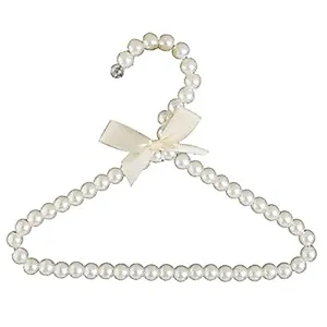 DELIFUR 5 Pack Pet Clothes Hanger Faux Pearl Bow Clothes Hangers for Dogs Cats Kids (White)