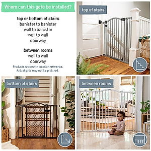 Summer Infant Extra Tall & Wide Safety Pet and Baby Gate, 29.5"-53" Wide, 38" Tall, Pressure or Hardware Mounted, Install on Wall or Banister in Doorway or Stairway, Auto Close Walk-Thru Door - White