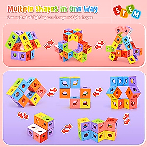 DELEE 3D Building Blocks, 72PCS Building Cubes for Kids, STEM Preschool Educational Construction Toys for Toddler, Montessori Sensory Blocks Toy for Boys Girls 3 4 5 6 7 8 Year Old Birthday Gift