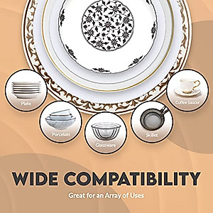 Felt Plate China Storage Dividers Dish Protectors 48 Pack White Extra Large Thick and Premium Soft (White, Round)