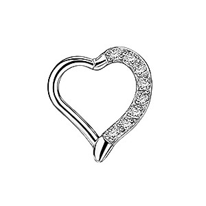 FANSING 316L Surgical Steel Daith Earring for Left Ear 16g 8mm Heart Daith Piercing Jewelry 16 Gauge Earring for Daith Piercing