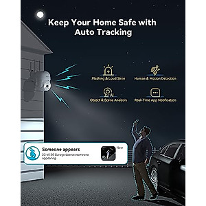 blurams 2K Security Camera Outdoor, 360° PTZ Cameras for Home Security Outside with Motion Detection Tracking, Color Night Vision, Two-Way Audio, IP66 Weatherproof, 2.4GHz Wi-Fi, Works with Alexa