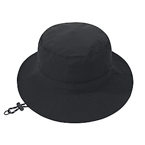 Zando Waterproof Bucket Hat for Women Men Outdoor Fishing Hats for Men Packable Black Bucket Hat Women Beach Hiking Hat Wide Brim Summer Hat Adjustable Bucket Hat with Strings for Men Black Hat