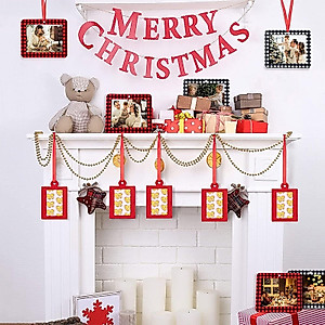 Lovingly Shaped Pizza Christmas Photo Ornament Frame Red Picture Frame for Xmas Tree Hanging Decoration