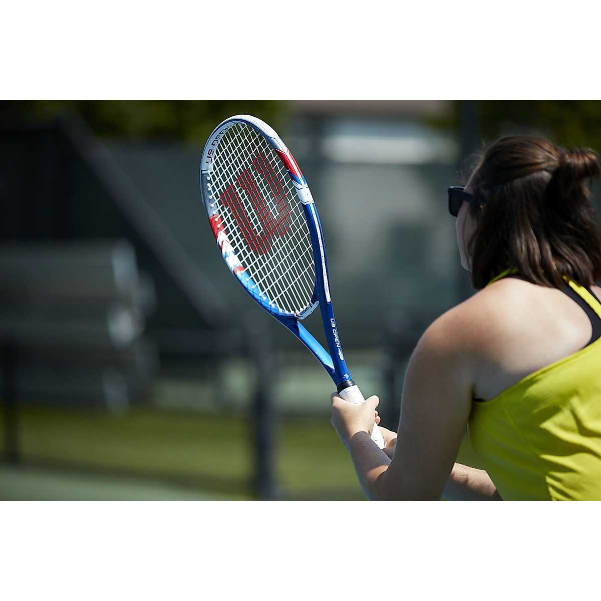 Wilson US Open Adult Recreational Tennis Racket - Grip Size 3 - 4 3/8", Red/White/Blue
