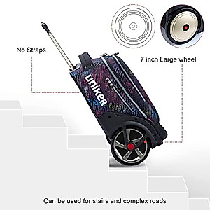 UNIKER Rolling Laptop Bag for 14 Inch,Travel Roller Bag Women,Wheeled Computer Bag,Wheeled Bookbag High School,Trolley School Bag,Cool Schoolbag with Big Wheels