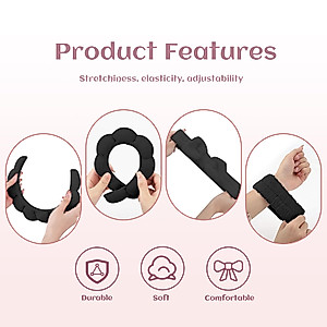 ATROCH Spa Headbands for Women & Wristband Set，Skincare Headbands for Washing Face，Face Wash Headband for Women，Makeup Headband，Cute Hair Band for Girls，Headband for Skin Care 4 Pcs