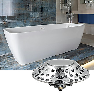 Miayaya Copper Bathtub Stopper with Dual Filtration Design 2 in 1 Tub Stopper with Drain Hair Catcher Pop Up Bathtub Drains Plug for 1.45-1.8 Inch Drain Shoe