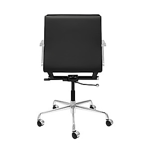 Laura Davidson Furniture Lexi II Padded Office Chair - Mid Back Desk Chair with Arm Rest, Swivel & Cushion Availability, Made of Faux Leather, Black, Computer Chair