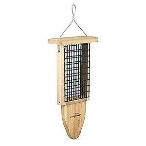 Kettle Moraine Cedar Double Suet Cake Tail Prop Suet Bird Feeder with Hanging Cable