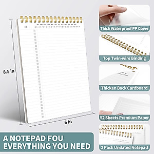 Regolden-Book To Do List Notepad Spiral Planner, Daily Task Tracker with Wide Lined Notebooks, List Maker, Daily Schedule Tracking College Ruled Flexible Cover To Do List Journal, Grocery Checklist for Teacher/Men/Women, 52 Sheets (6"x8.5")2Pack