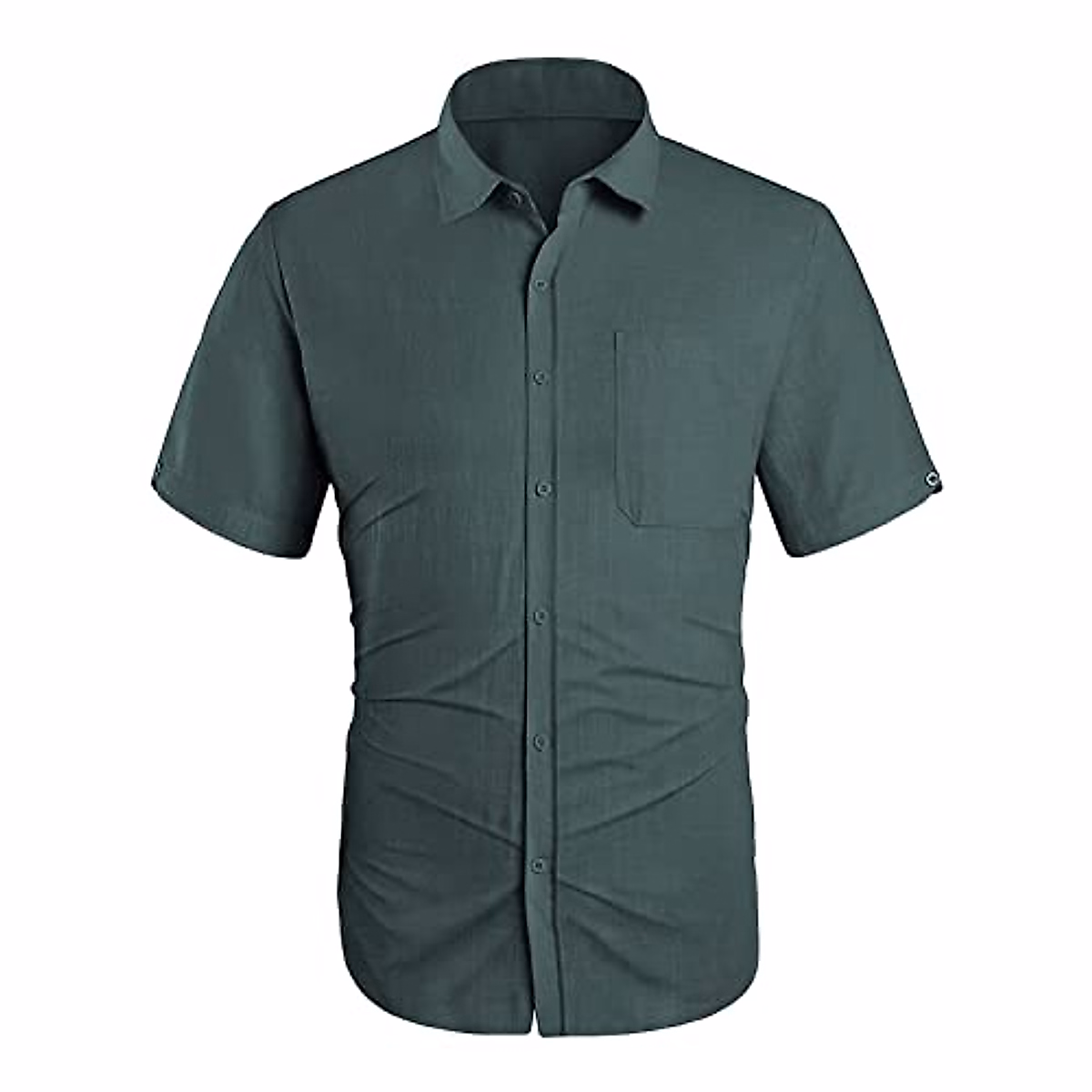 Maiyifu-GJ Men's Short Sleeve Beach Shirts Lightweight Summer Button Down Shirt Plain Tropical Holiday T Shirt with Pocket (Grey,3X-Large)