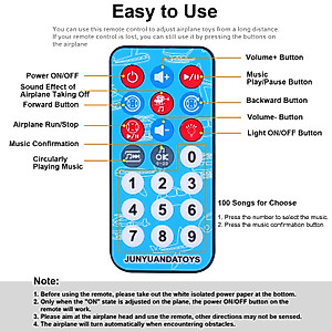 Airplane Toy, LiveGo Bump and Go Electric Detachable Plane Toys with LED Flashing Light Music Remote Control Battery Operated for Kids Boys Girls Toddler Travel 3-7 Year Old Birthday Gift, Green