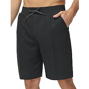 THE GYM PEOPLE Men's Workout Shorts Drawstring Athletic Loose Fit Lounge Sweat Shorts with Pockets Dark Heather Grey