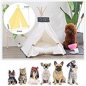 Pet Teepee with Cushion for Dogs and Cats Puppies House with Bed Pet Tent Bed Indoor Outdoor (Modern)